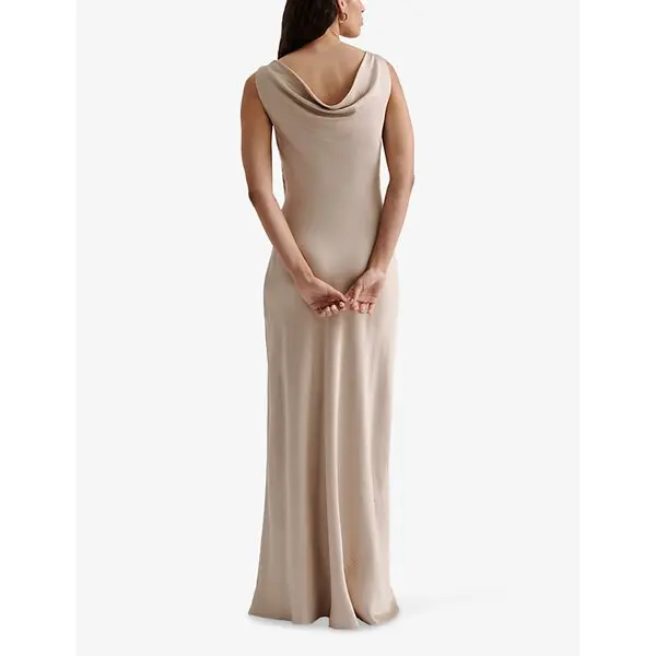 MALINA Leah Cowl-neck Satin Maxi Dress
