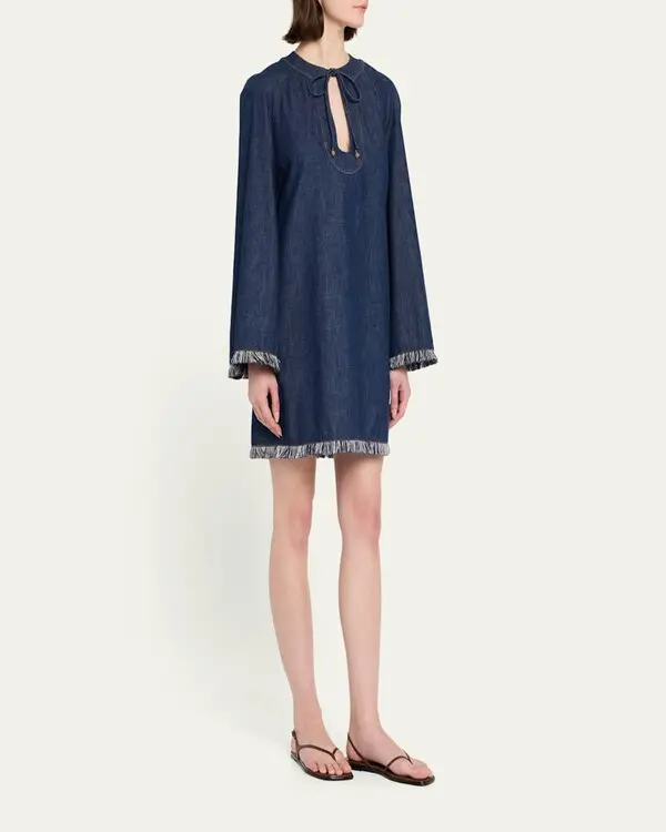 Zimmermann Rhiannon Fringe Denim Mini Dress