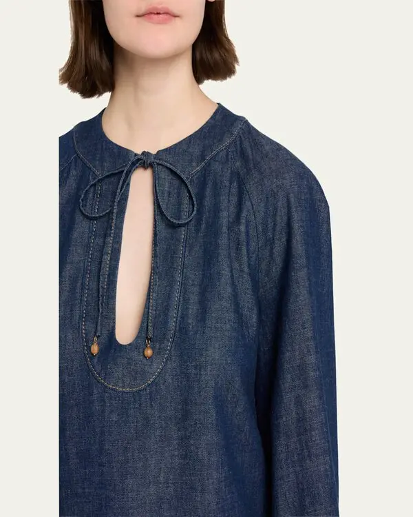 Zimmermann Rhiannon Fringe Denim Mini Dress