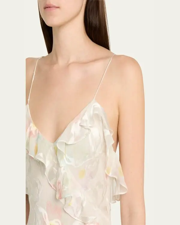 LoveShackFancy Rialto Maxi Dress With Asymmetrical Ruffles