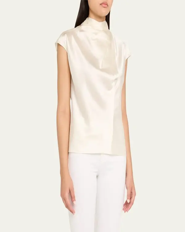 Veronica Beard Leilany Draped Silk Top