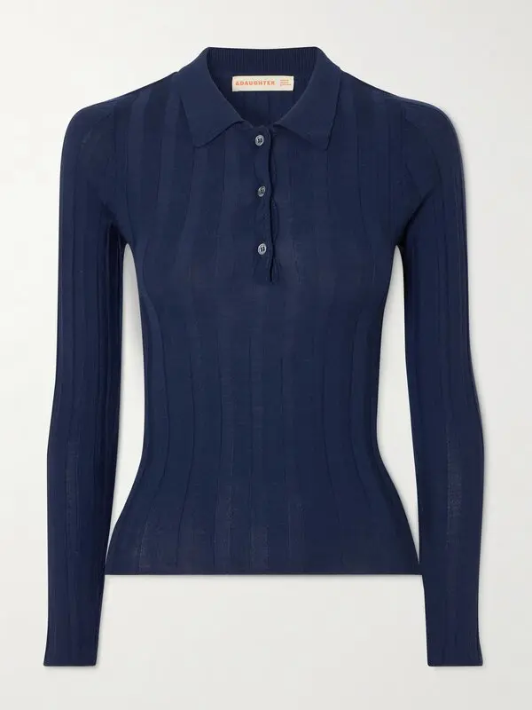 Daughter Ribbed Wool Polo Shirt