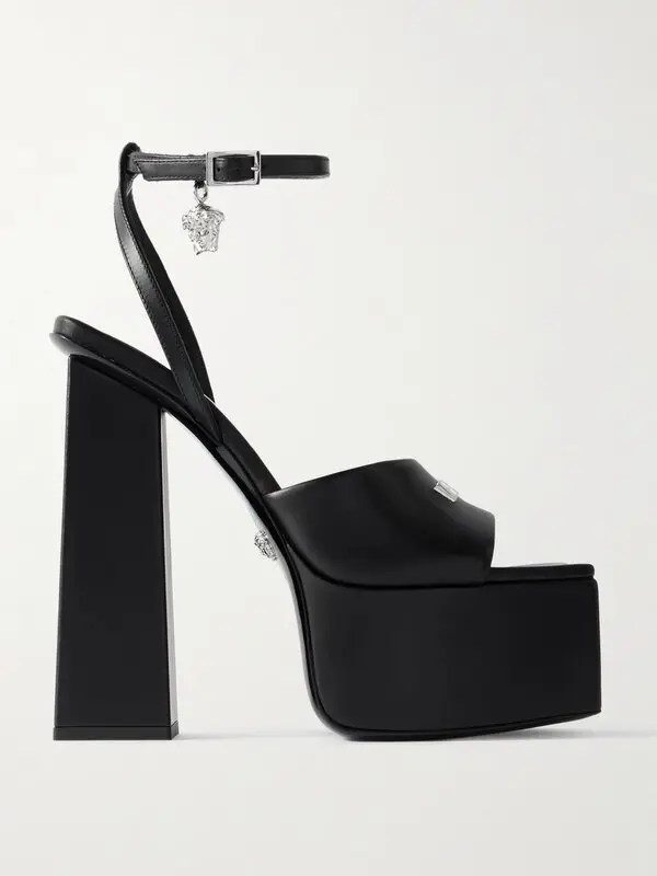 Versace Embellished Leather Platform Sandals