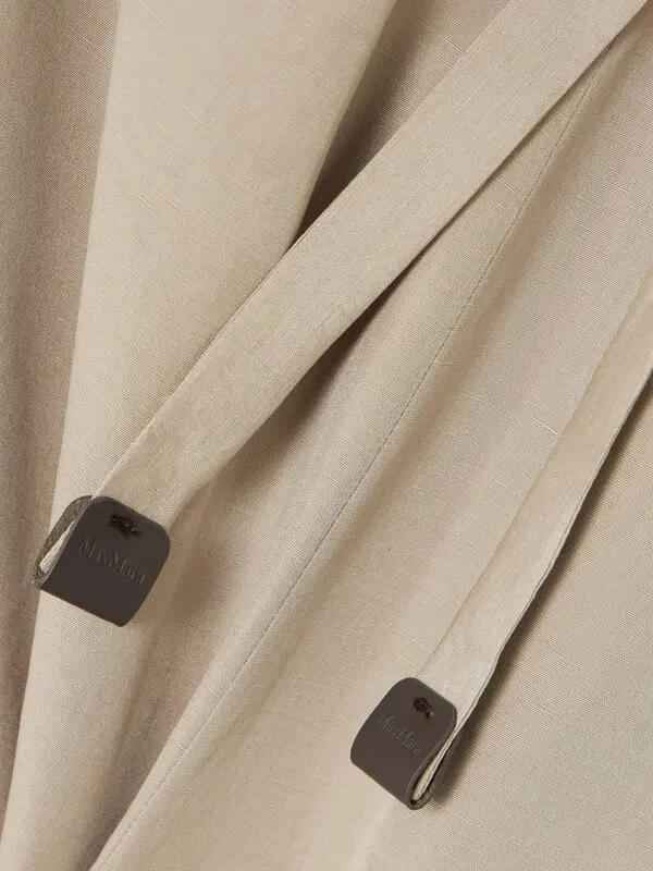 Max Mara Leather-trimmed Linen And Silk-blend Shorts