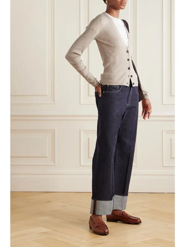 Brunello Cucinelli Metallic Ribbed-knit Cardigan