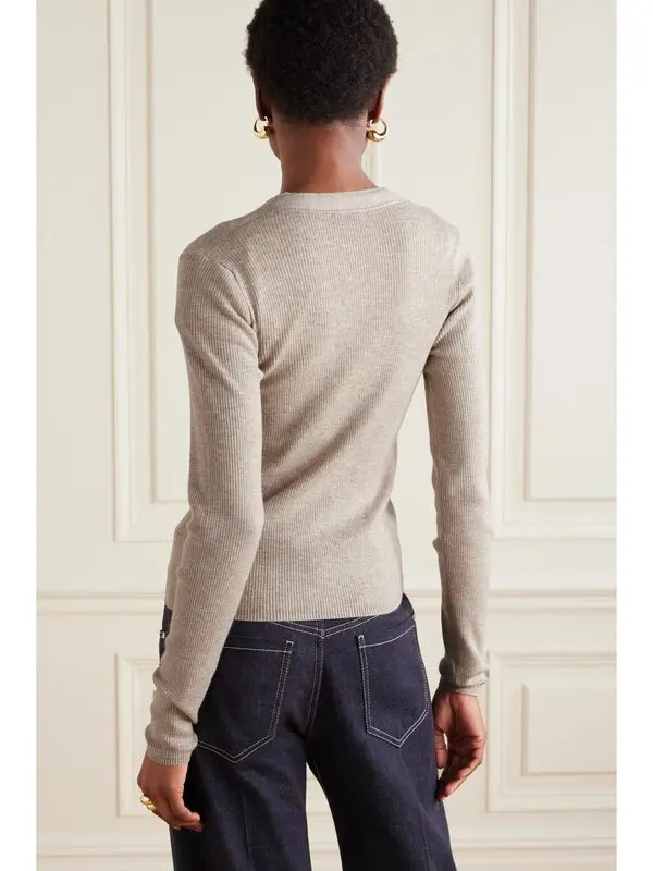 Brunello Cucinelli Metallic Ribbed-knit Cardigan