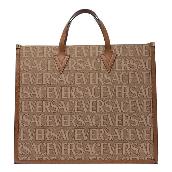 Versace Canvas And Leather Shopping Bag - Beige