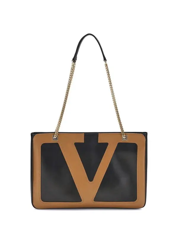 Valentino Garavani Viva Superstar Medium Leather Shoulder Bag - Black