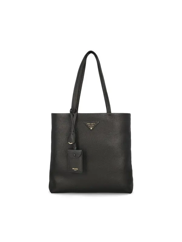 Prada Large Leather Shopping Bag - Black