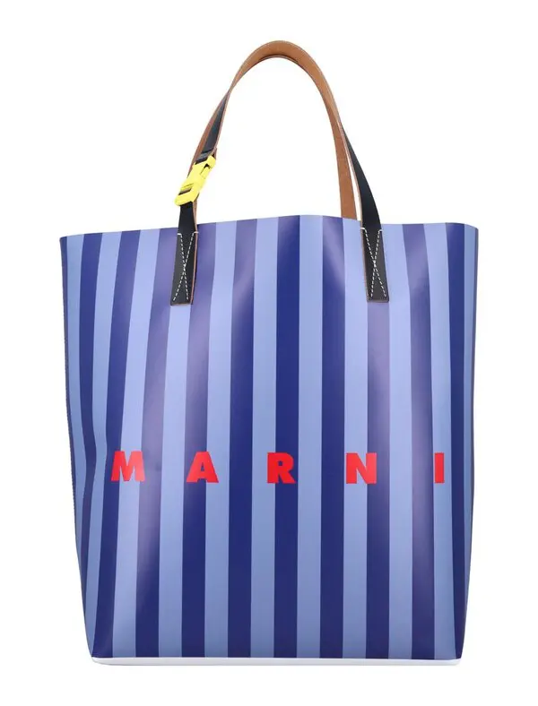 Marni Striped Tribeca Shopper - Light Blue Stripes