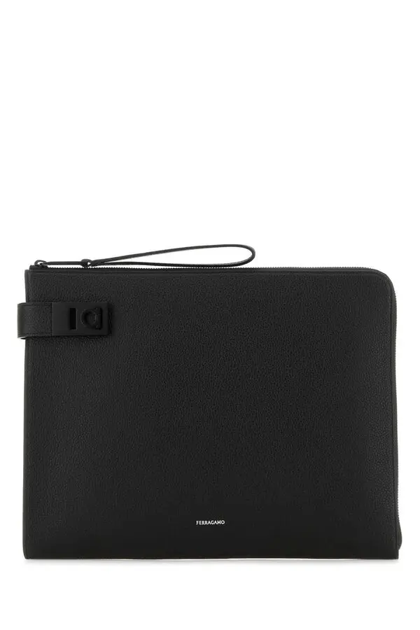 FERRAGAMO Leather Clutch - Black