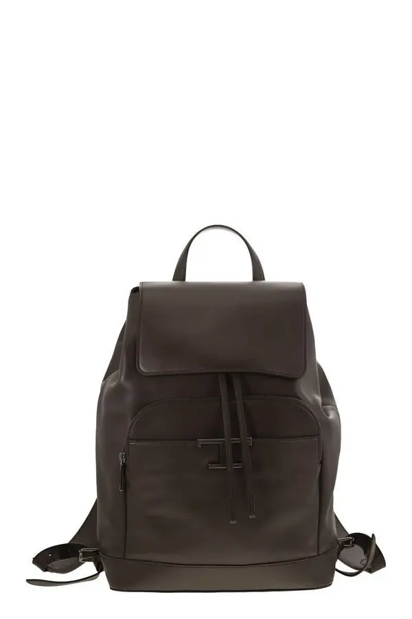TOD'S T Timeless Medium Leather Backpack - Brown