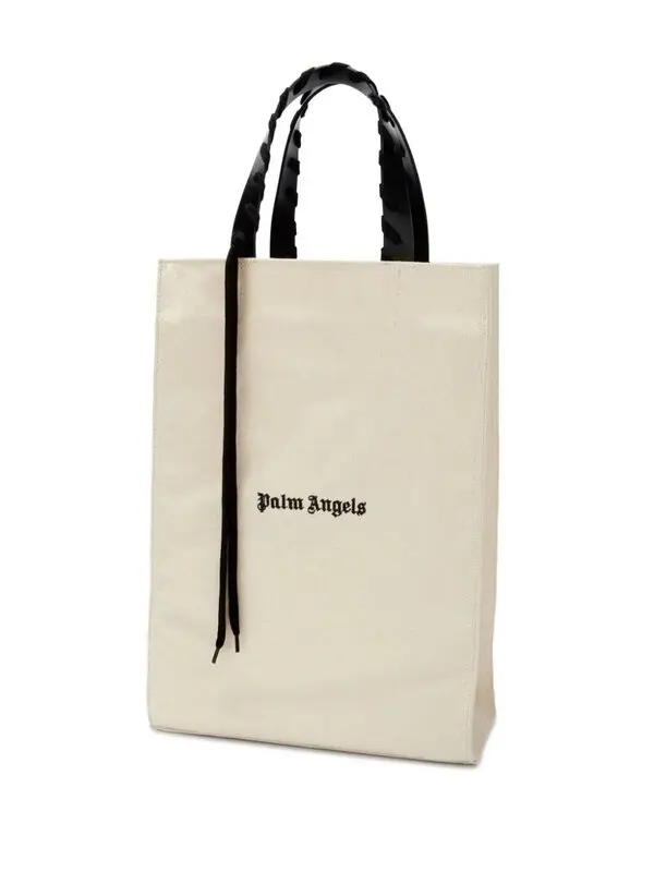 Palm Angels Canvas Shopper Tote In White 42% Off Editorialist