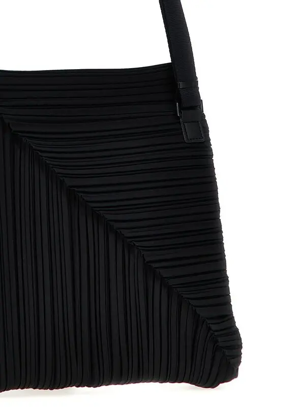 Issey Miyake Diagonal Pleats Shoulder Bag In Black - 44% Off