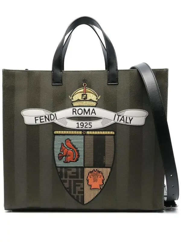 Fendi Club Pequin Canvas Shopper Bag - Green