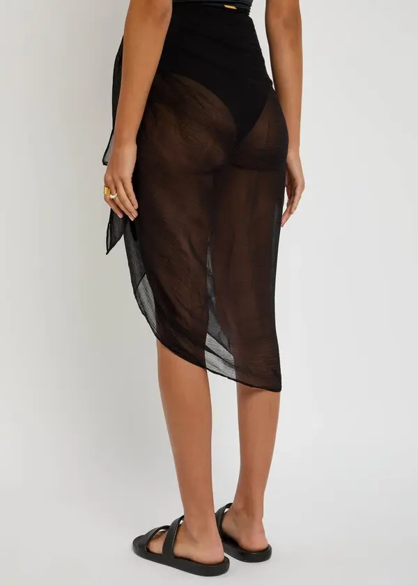 AWAY THAT DAY Santorini Fine-knit Sarong - Black