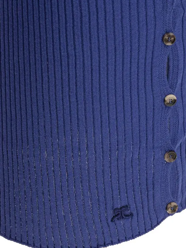 COURREGES Courrèges Cotton And Merino Wool Pencil Skirt - Blue