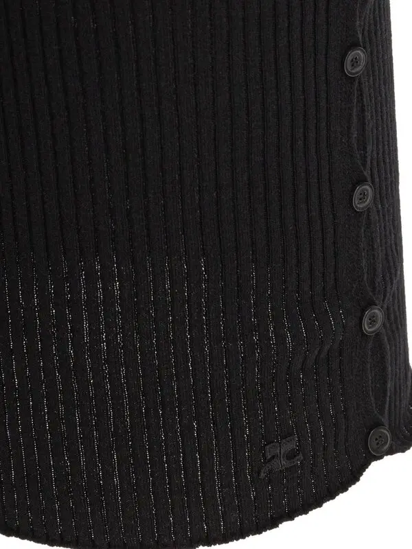 COURREGES Cotton And Merino Wool Miniskirt - Black