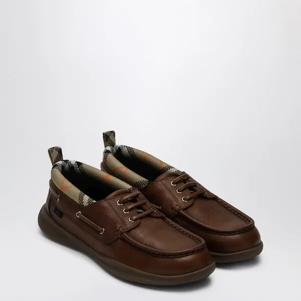 Burberry Leather Loafers With Check Trim