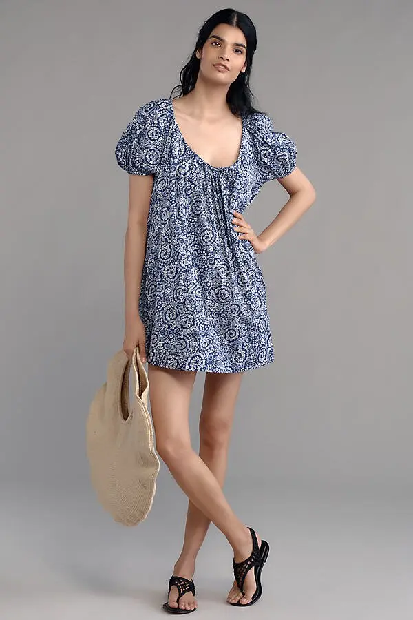 maeve short-sleeve crew-neck swing mini dress Maeve Short-Sleeve Crew-Neck Swing Mini Dress