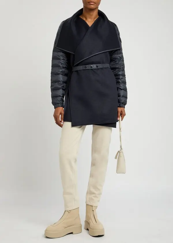 Moncler Quilted Wool Cape Coat - Blue Dark