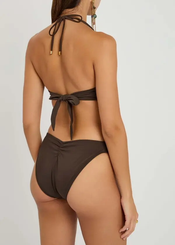 AWAY THAT DAY Sorrento Ruched Bikini Briefs - Chocolate