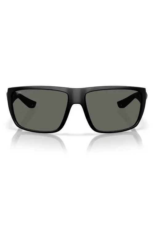 COSTA DEL MAR 64mm Rectangular Sunglasses - Matte Black/ Gray