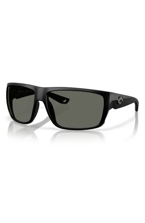 COSTA DEL MAR 64mm Rectangular Sunglasses - Matte Black/ Gray
