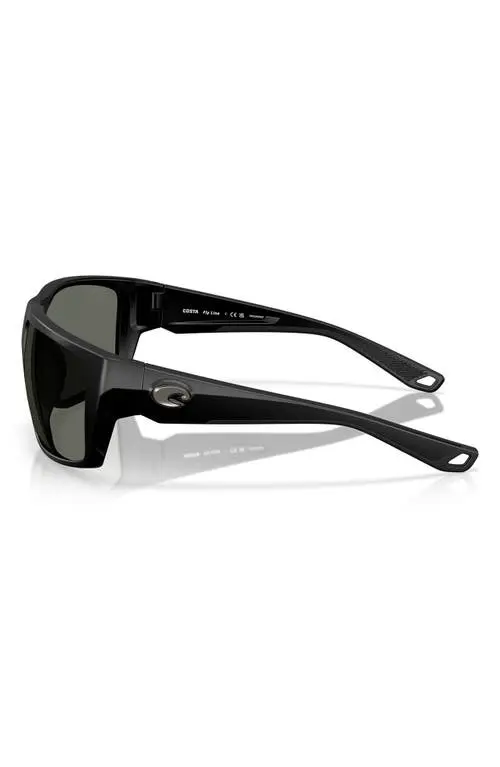 COSTA DEL MAR 64mm Rectangular Sunglasses - Matte Black/ Gray