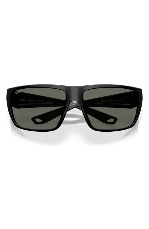 COSTA DEL MAR 64mm Rectangular Sunglasses - Matte Black/ Gray