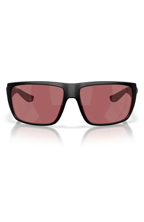COSTA DEL MAR 64mm Rectangular Sunglasses - Matte Black/ Rose