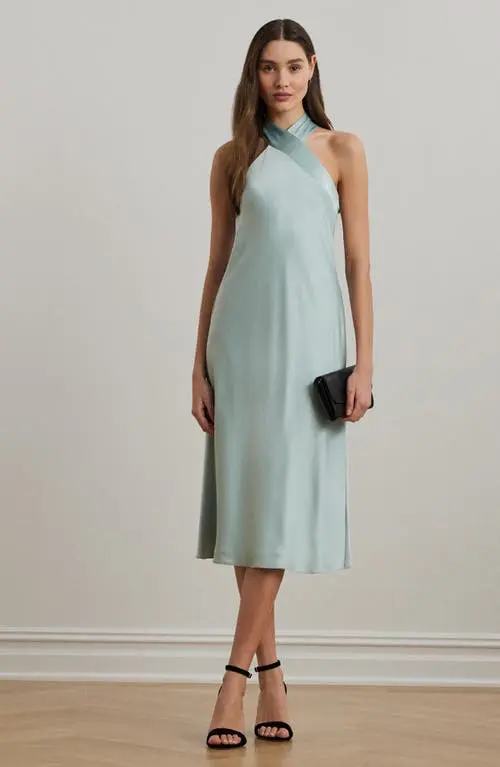Ralph Lauren Satin Charmeuse Halter Gown In Aqua Pearl - 70% Off |  Editorialist