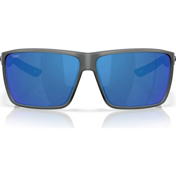 COSTA DEL MAR Rincon Ii 64mm Rectangular Sunglasses - Smoke Crystal/blue 580p