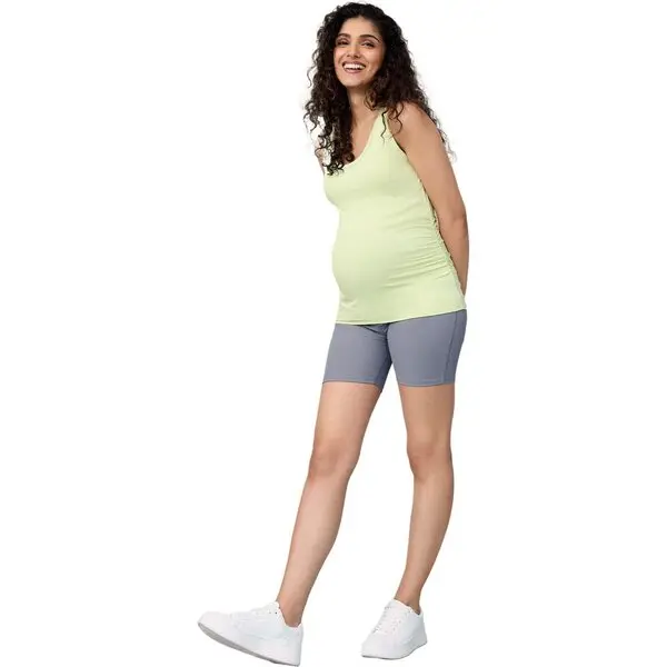 Motherhood Maternity Ribbed Maternity Biker Short - Charcoal