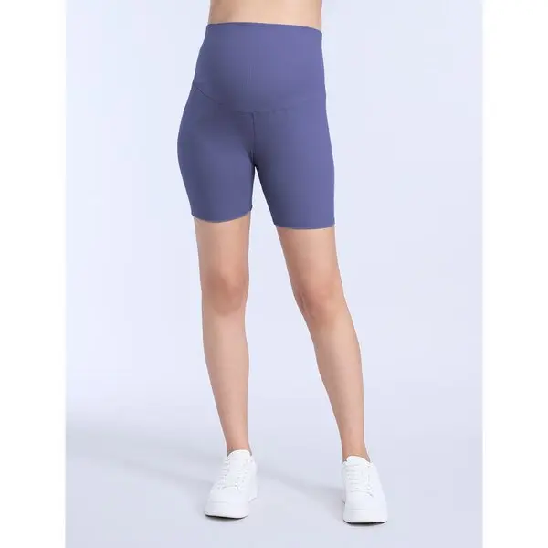Motherhood Maternity Ribbed Maternity Biker Short - Skipper Blue