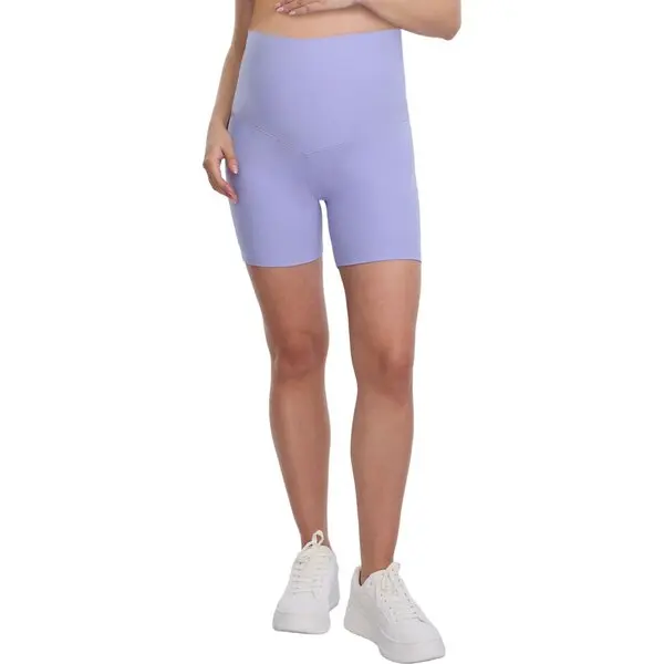 Motherhood Maternity Ribbed Maternity Biker Short - Sweet Lavender