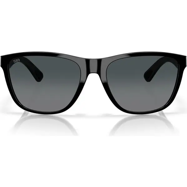 COSTA DEL MAR 57mm Polarized Rectangular Sunglasses - Black/ Gray Gradient 580g