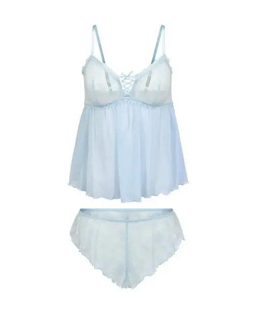 ADORE ME Seraphina Cami & Flutter Shorts Lingerie Set - Light Blue