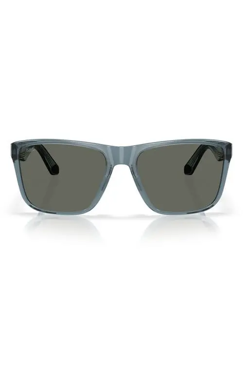 COSTA DEL MAR 59mm Polarized Rectangle Sunglasses - Translucent Blue/gray 580g