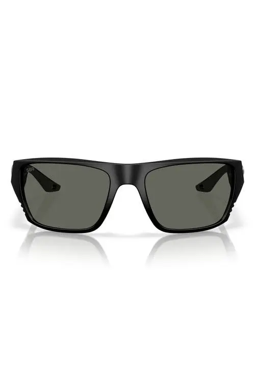 COSTA DEL MAR Finlet 59mm Polarized Rectangle Sunglasses - Matte Black/ Gray 580g