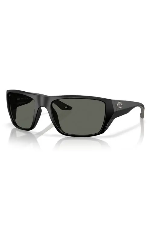 COSTA DEL MAR Finlet 59mm Polarized Rectangle Sunglasses - Matte Black/ Gray 580g