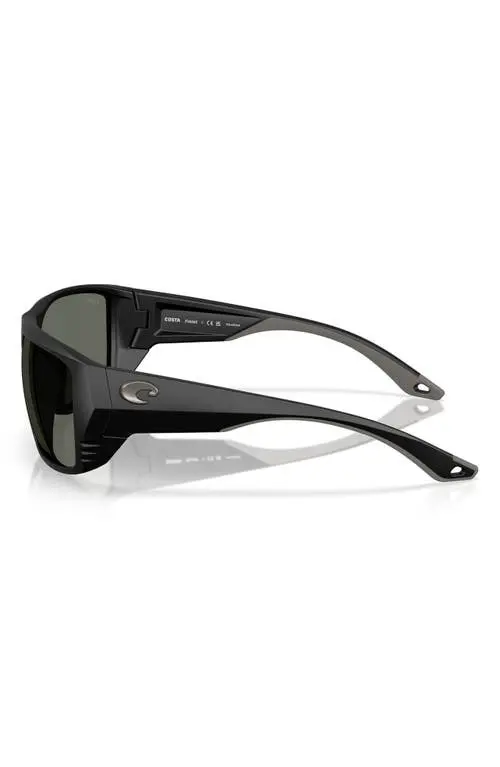 COSTA DEL MAR Finlet 59mm Polarized Rectangle Sunglasses - Matte Black/ Gray 580g