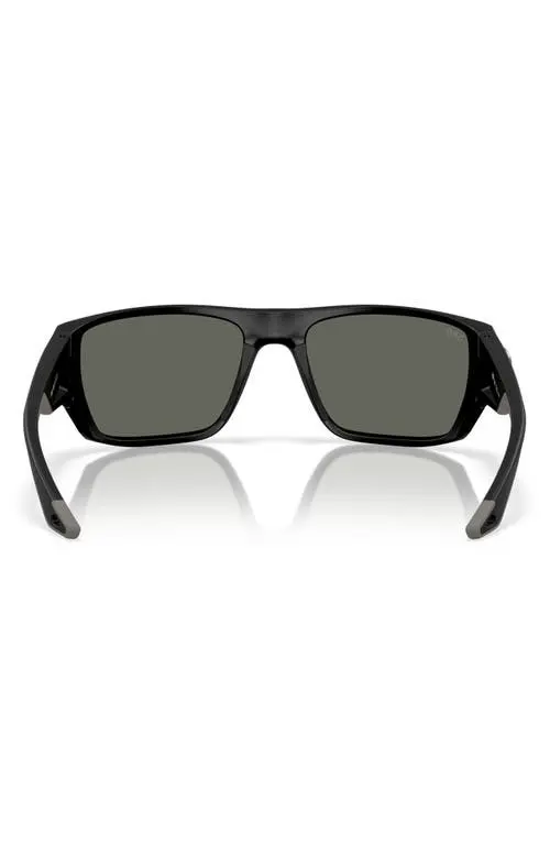 COSTA DEL MAR Finlet 59mm Polarized Rectangle Sunglasses - Matte Black/ Gray 580g