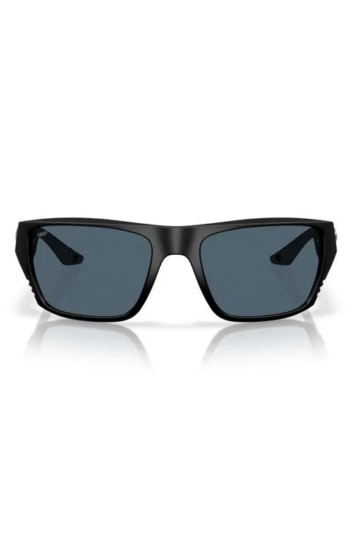 COSTA DEL MAR Finlet 59mm Polarized Rectangle Sunglasses - Matte Black/ Gray 580p
