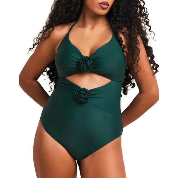 ADORE ME Floral One-piece Swimsuit - Dark Green