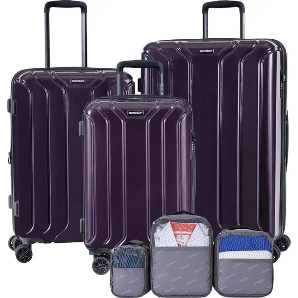 NONSTOP Elite Hardside 3-piece Luggage Set With Packing Cubes - Plum