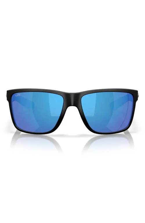 COSTA DEL MAR Broadbill Ii Rectangular Sunglasses - Matte Black/ Blue Mirror 580g