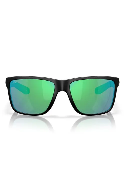 COSTA DEL MAR Broadbill Ii Rectangular Sunglasses - Matte Black/ Green Mirror