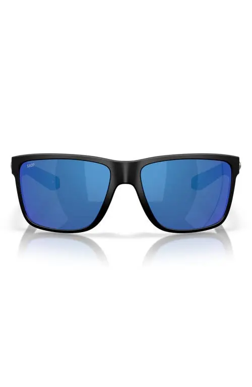 COSTA DEL MAR Broadbill Ii Rectangular Sunglasses - Matte Black/bright Blue