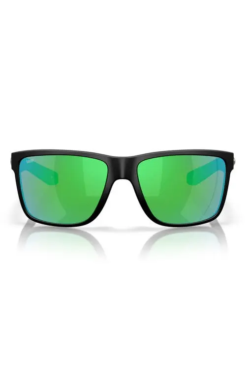 COSTA DEL MAR Broadbill Ii Rectangular Sunglasses - Matte Black/bright Green